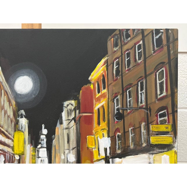 Angela Wakefield Modern Impressionist Painting of Soho London at Night by Urban Landscape Artist ...