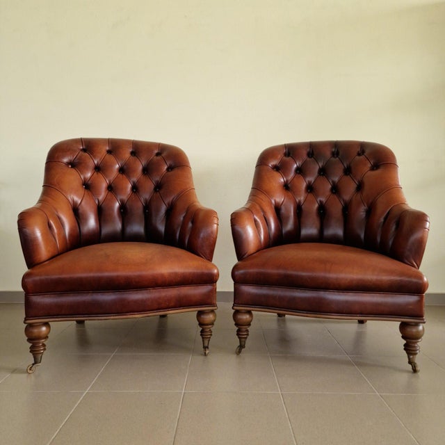 Vintage Leather Club Chairs, 1950s, Set of 2 | Chairish