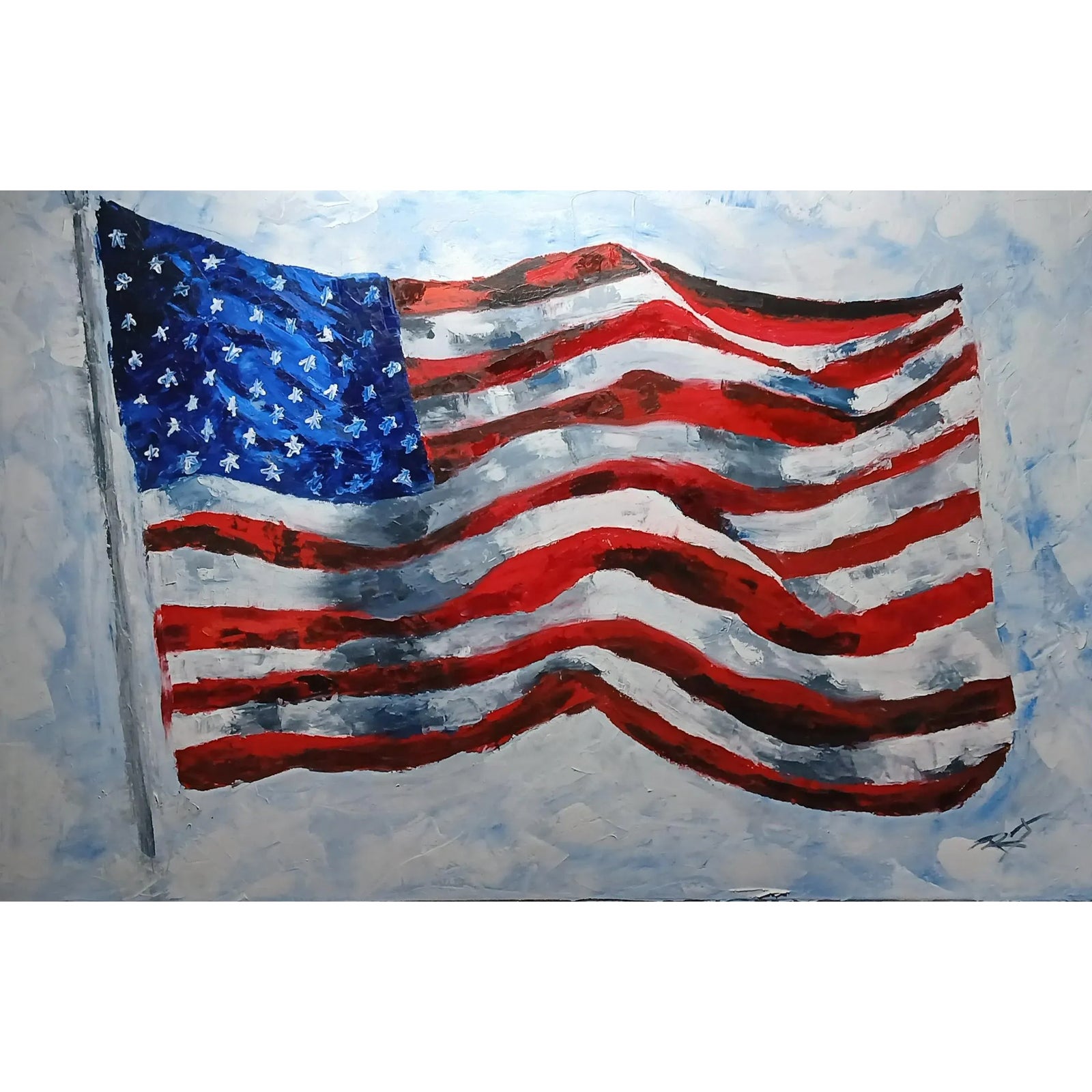 "Stars and Stripes" Modern Original American Flag Painting | Chairish