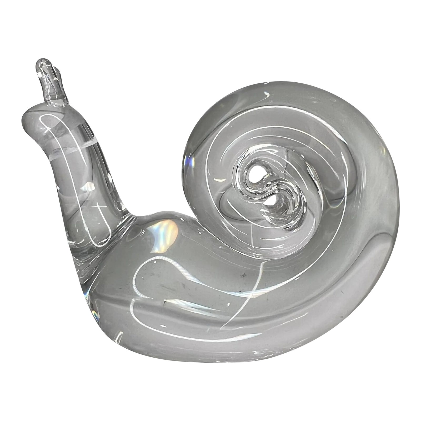 2000s Steuben Crystal Snail Paperweights Figurine, Signed | Chairish