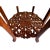 Chinese Brown Flower Carving Wood 2 Half Side Round Pedestal Table ...