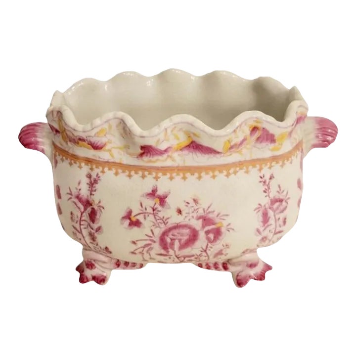 Vintage Pink Gold Ceramic Chelsea House Style Scalloped Edge CachePot ...