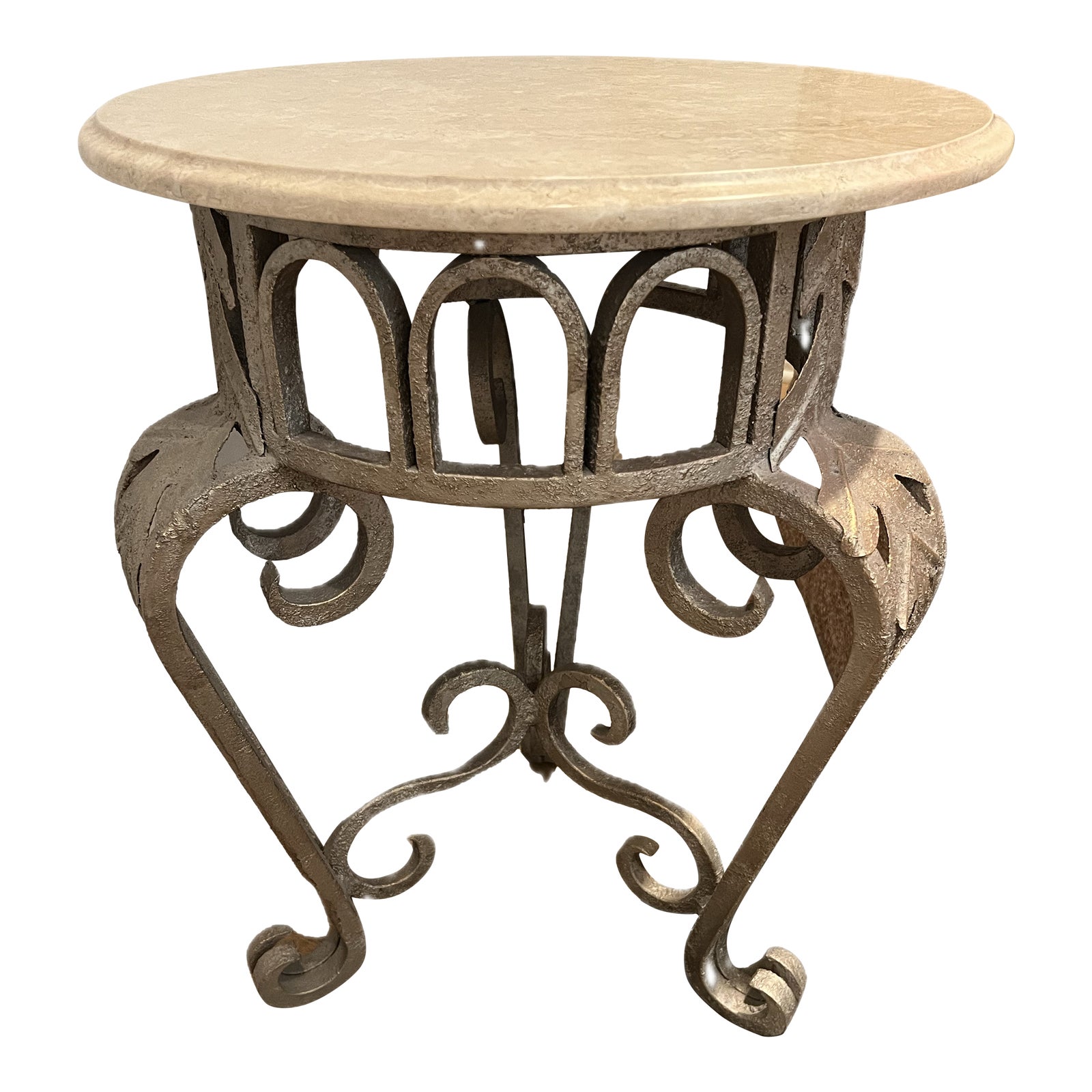 Round Rot Iron End Table | Chairish