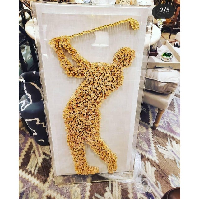 Contemporary Golfer Art Sculpture Made From Golf Tees | Chairish