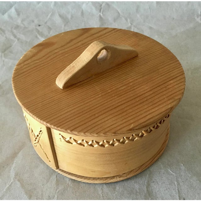 1990s Traditional Swedish Svepask Folk Art Bent Wood Box | Chairish
