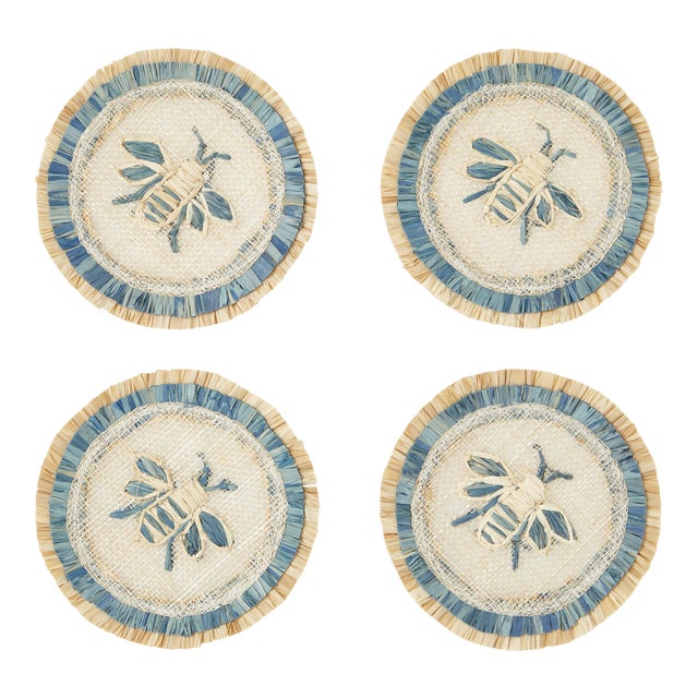 Bee Straw Coasters, Set of 4 | Chairish