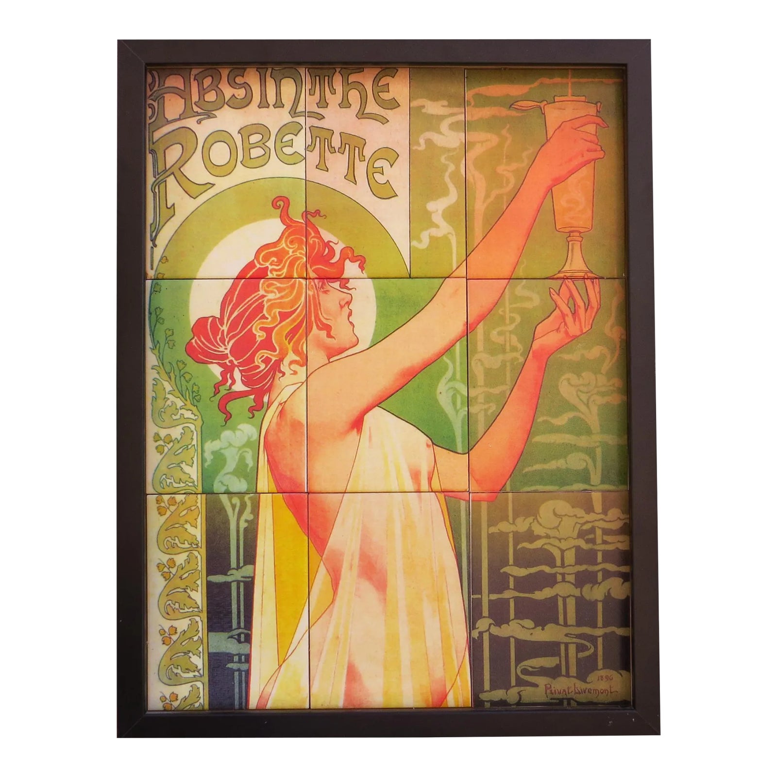 Vintage Absinthe Robette French Spirit Advertising Sign on Tiles | Chairish