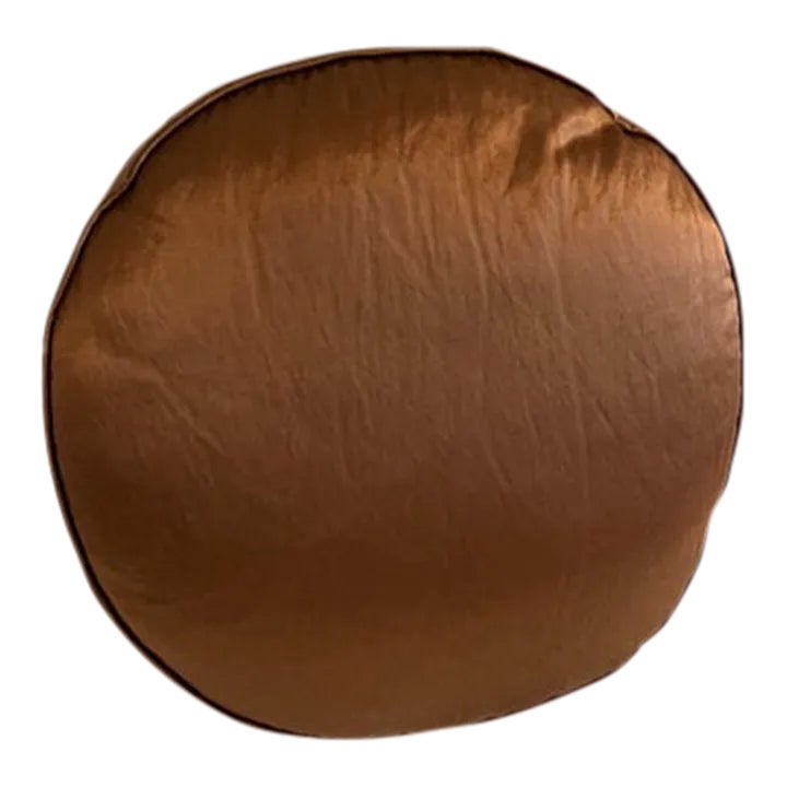 Rust Colored Silk Round Disk Pillow | Chairish