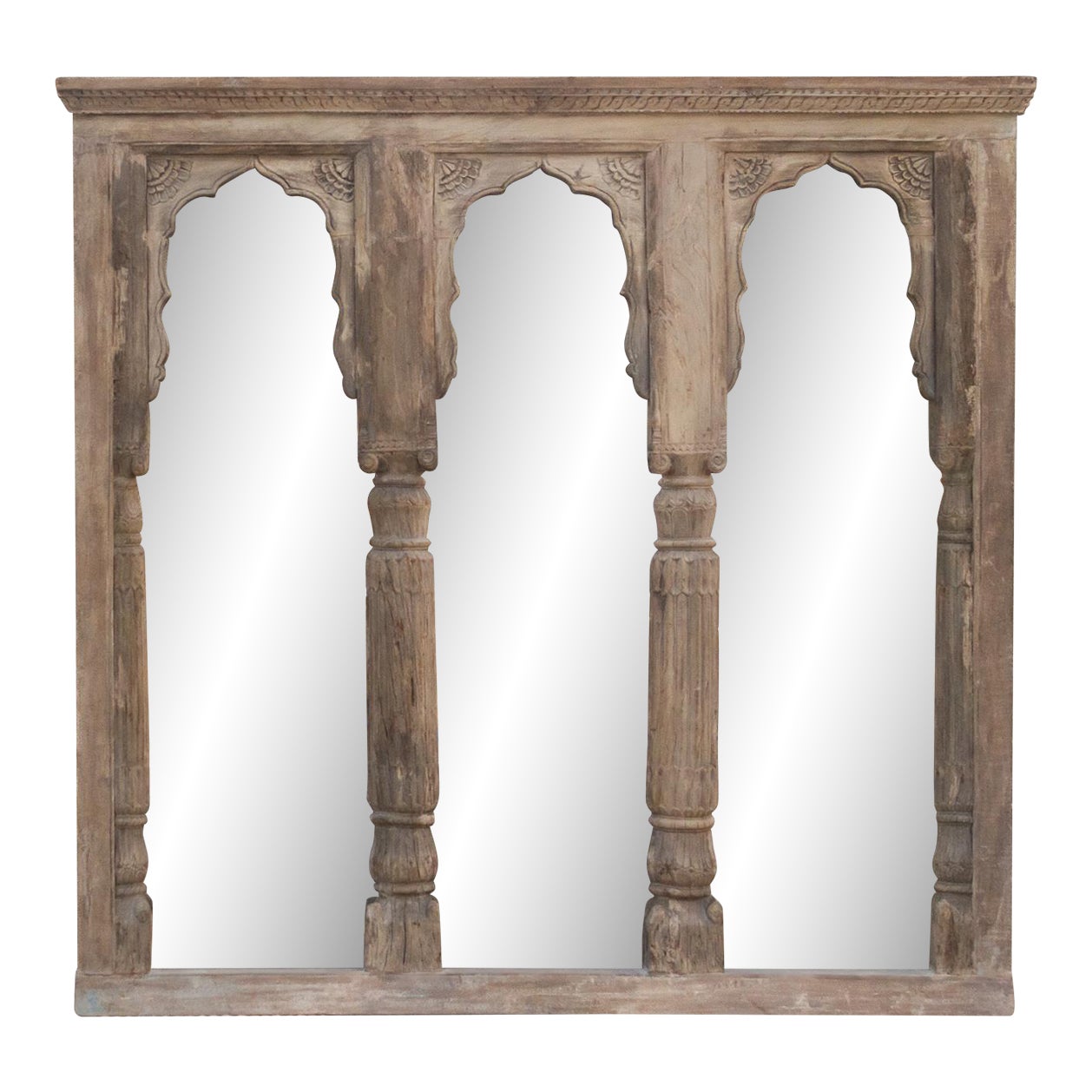 Royal Triple Arched Ancient Haveli Mirror | Chairish
