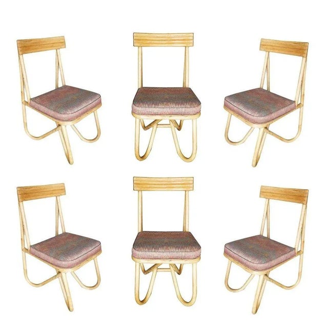 1950s Restored Rattan "Loop" Leg Six Chairs and Dining Table Set of 7 ...
