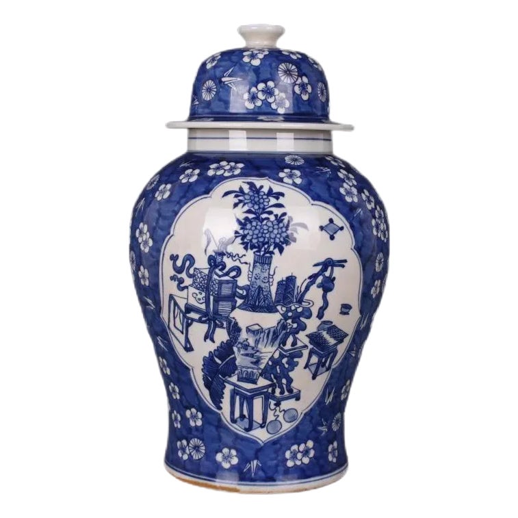 Antique Chinese Ceramic Pot Qing Dynasty Kangxi Marked Blue and White ...