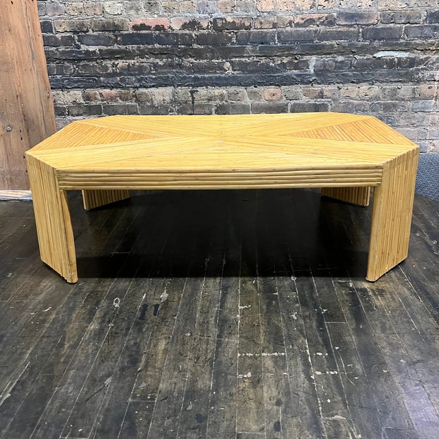 1970s Mid-Century Rectangular Spilt Reed Coffee Table | Chairish