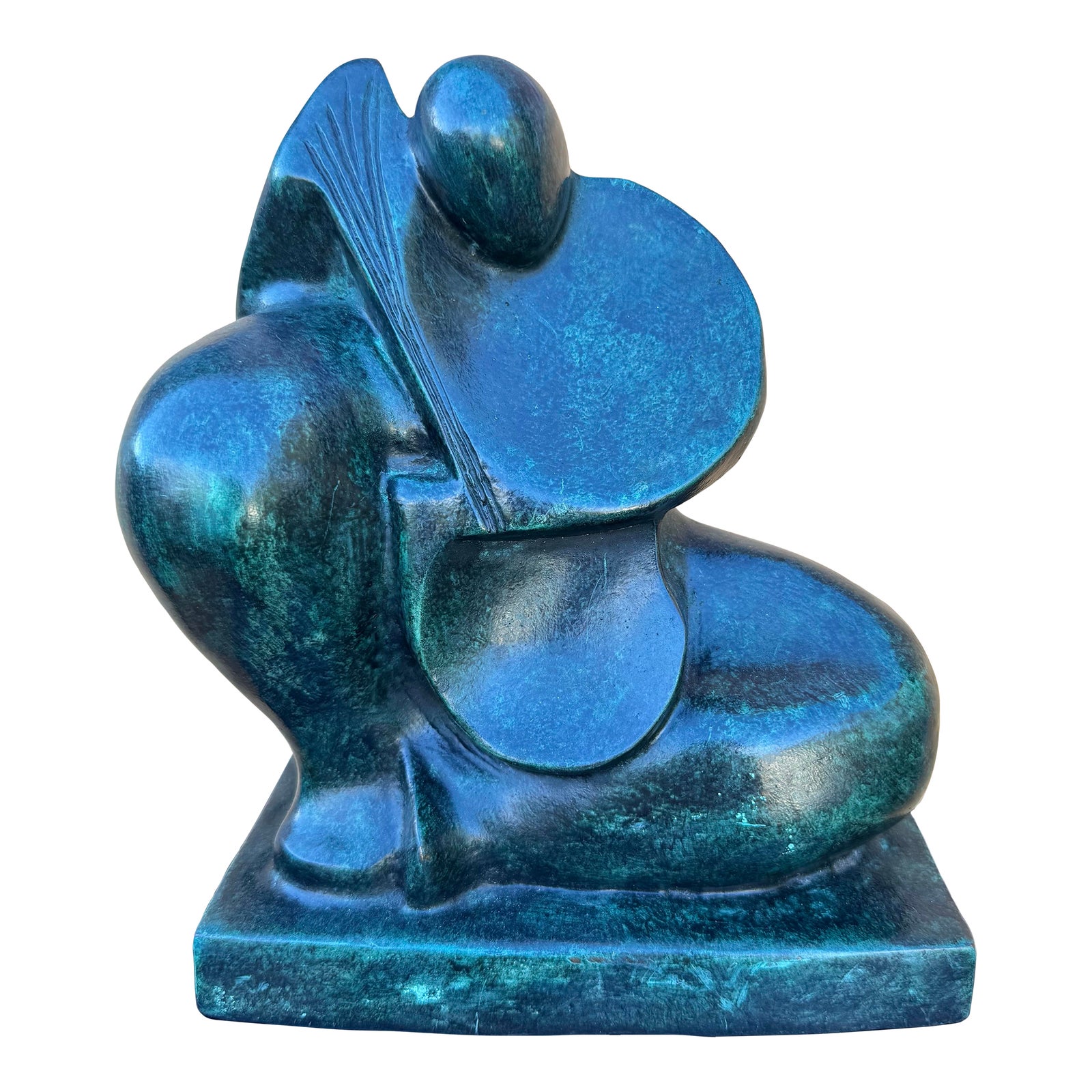 Vintage Abstract Verdigris Bronze Guitar Player Musician Signed Modern ...