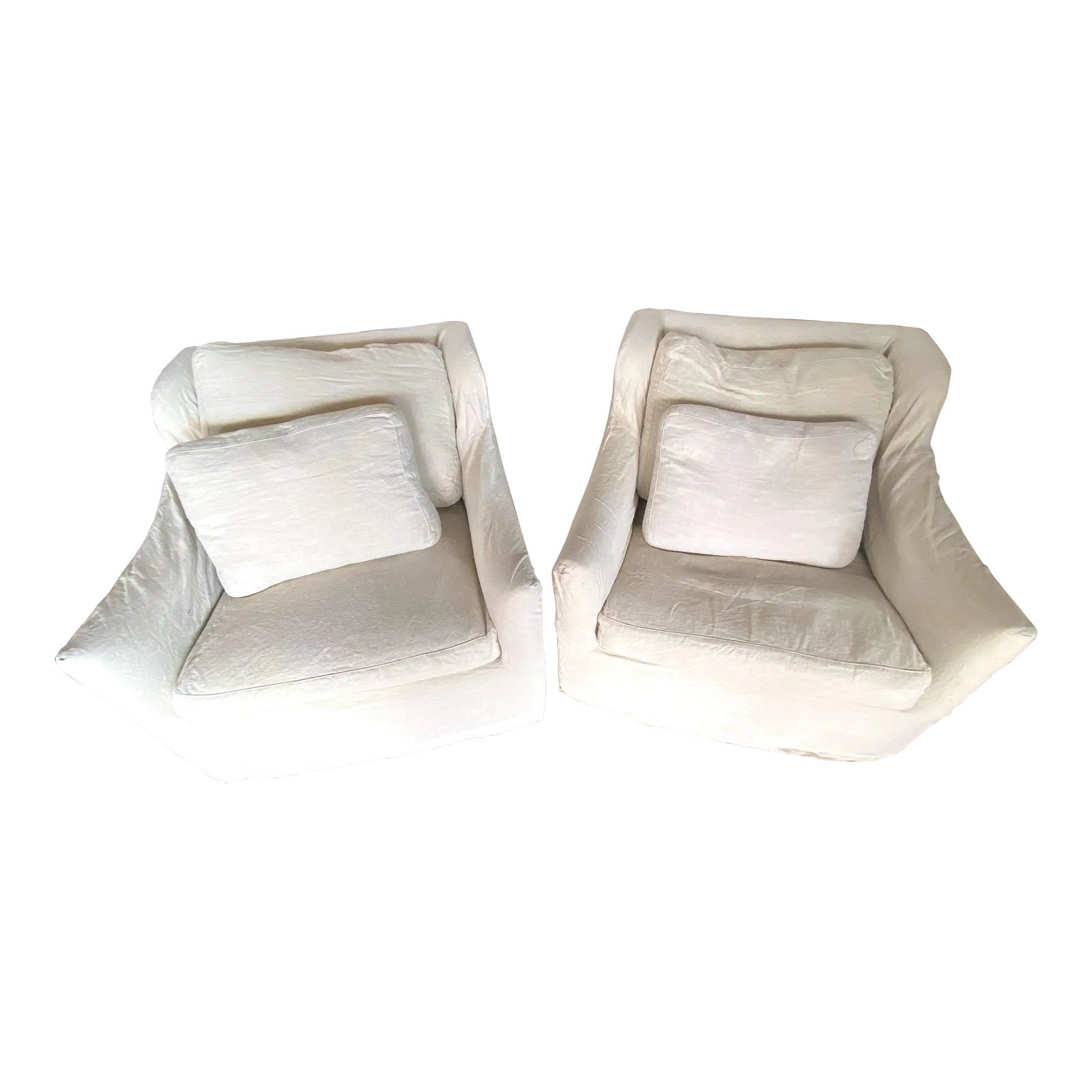 Cisco Brothers Slipcovered Arm Chairs- a Pair | Chairish