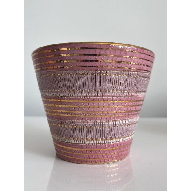 Vintage Mid Century Bitossi Small Pink and Gold Ceramic Planters - Set ...