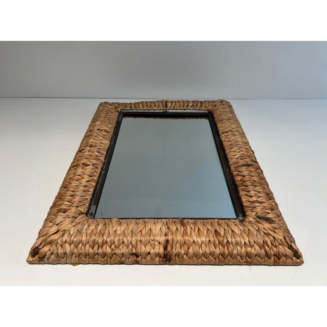 1970s Large Rectangular Rope Mirror | Chairish