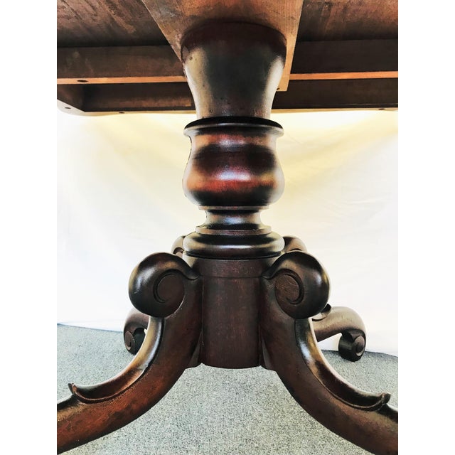 Mahogany & Walnut Square Center Table With Scalloped Corners on Turned ...