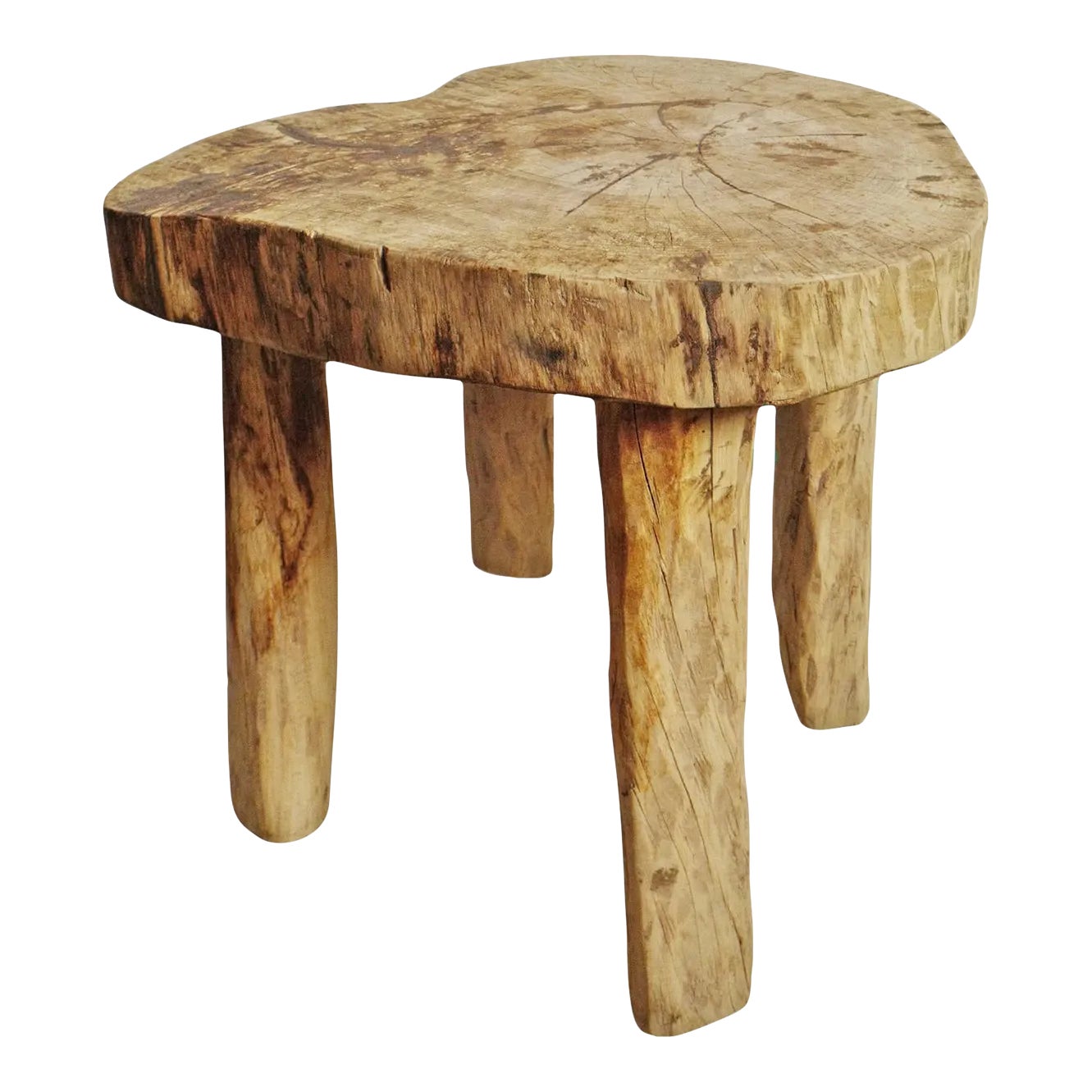 Rustic Raw Naga Four Leg Table | Chairish