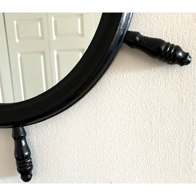 Mid Century Wood Ship Steering Wheel Mirror, Nautical, Maritime | Chairish