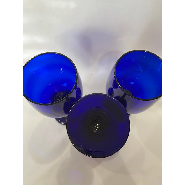 1980’s Vintage Libbey Cobalt Blue Wine Glasses -Set of 3 | Chairish