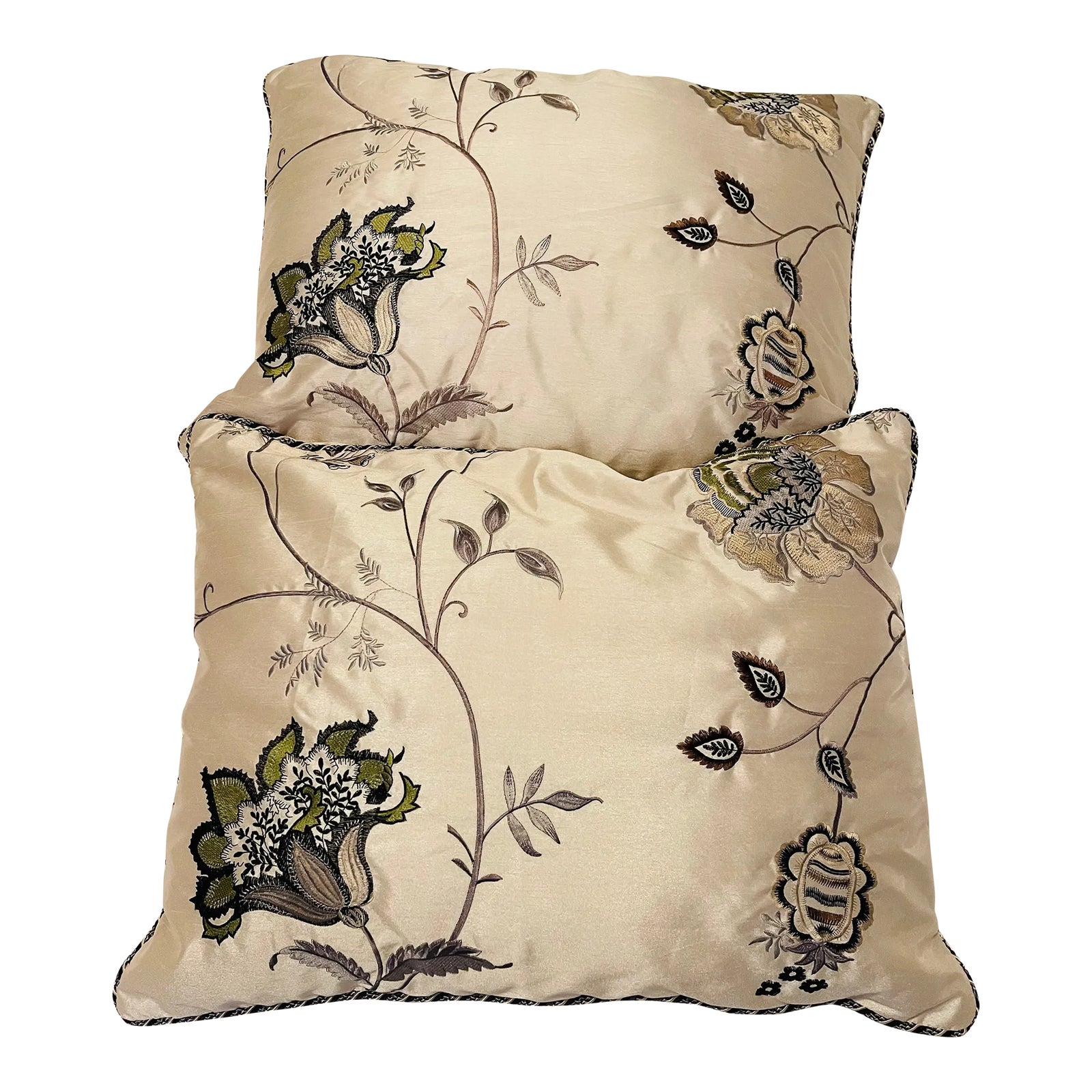 Vintage Chinese Silk Brocade Pillows- a Pair | Chairish