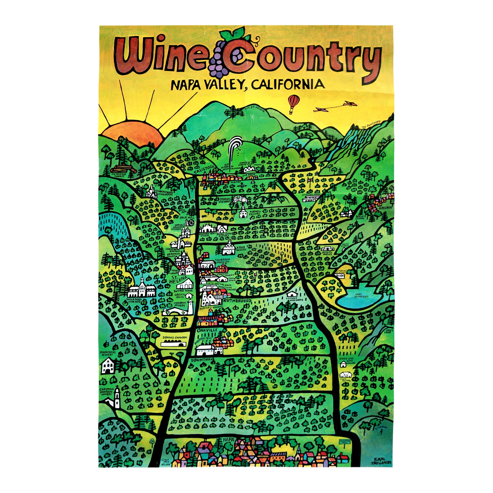 1990 American Wine Map Poster: Napa Valley, California (Recto/Verso ...