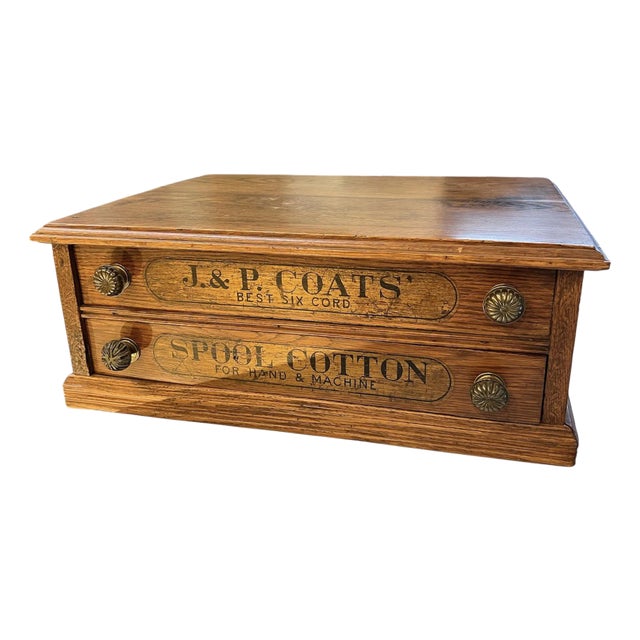 Antique J&p Coats Best Six Cord Wood 2 Drawer Sewing Spool Thread ...
