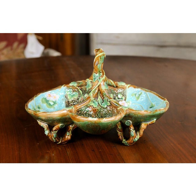 19th Century George Jones Four-Part Majolica Porcelain Serving Bowl ...