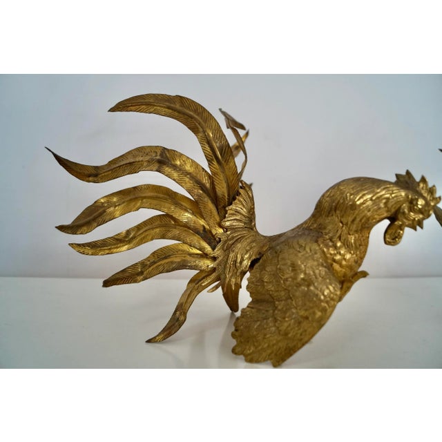 1960's Hollywood Regency Solid Brass Rooster Sculptures - a Pair | Chairish