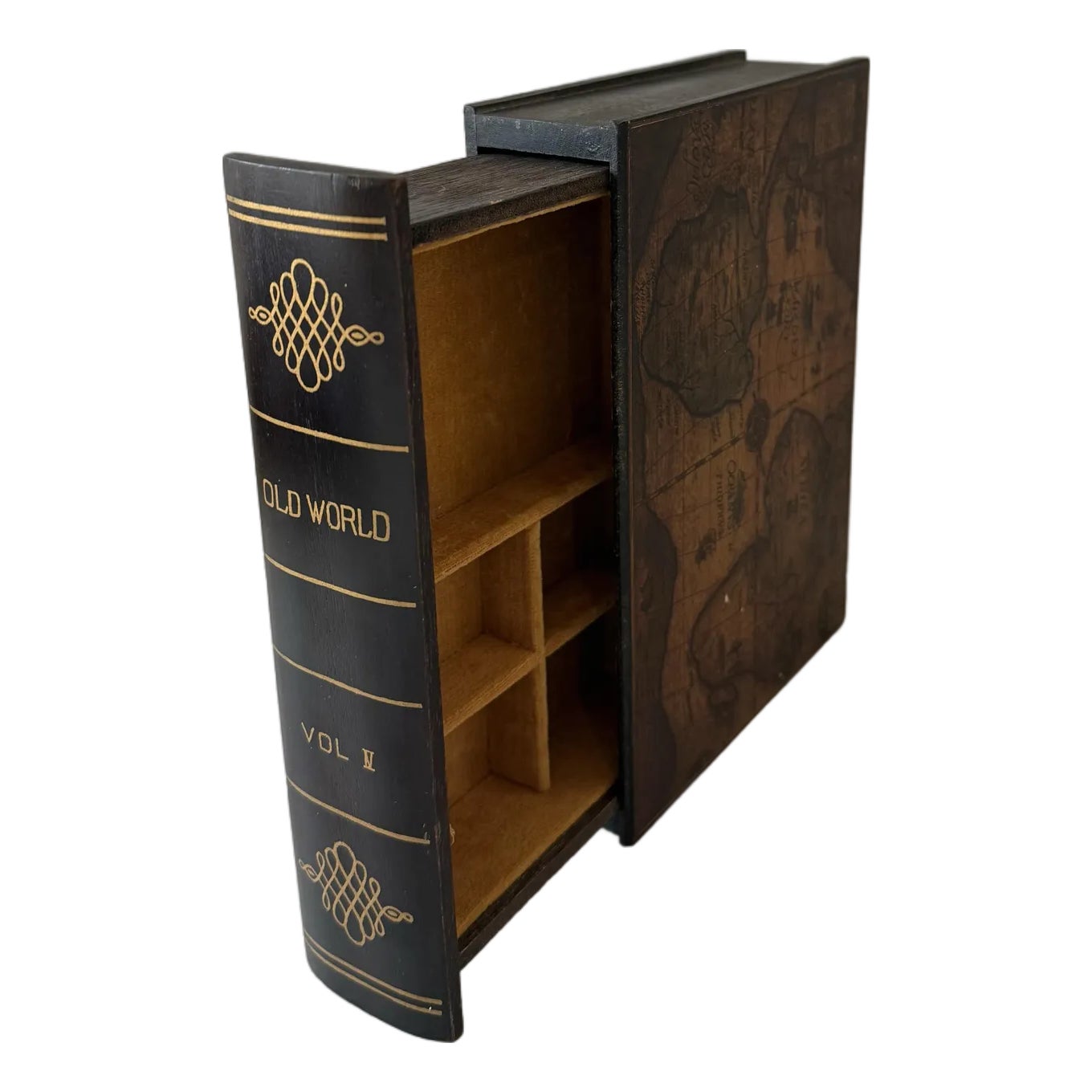 Vintage Wood Book Box With Hidden Jewelry Drawer | Chairish