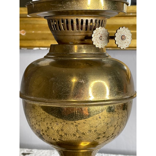 Late 19th Century Victorian Era Heavy Brass Double Wick Oil Lamp and ...