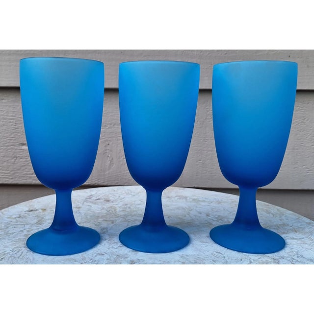 Vintage Frosted Glass Goblet Set - a Trio | Chairish