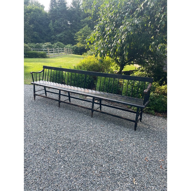 19thC Early American Spindle Back Deacons Bench or Windsor Settee 9ft ...