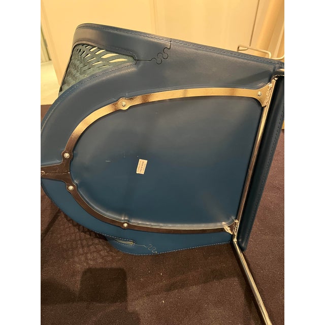 Midj Sempere Poli Guapa Blue Organic Modern Leather & Chrome Bar Stool ...