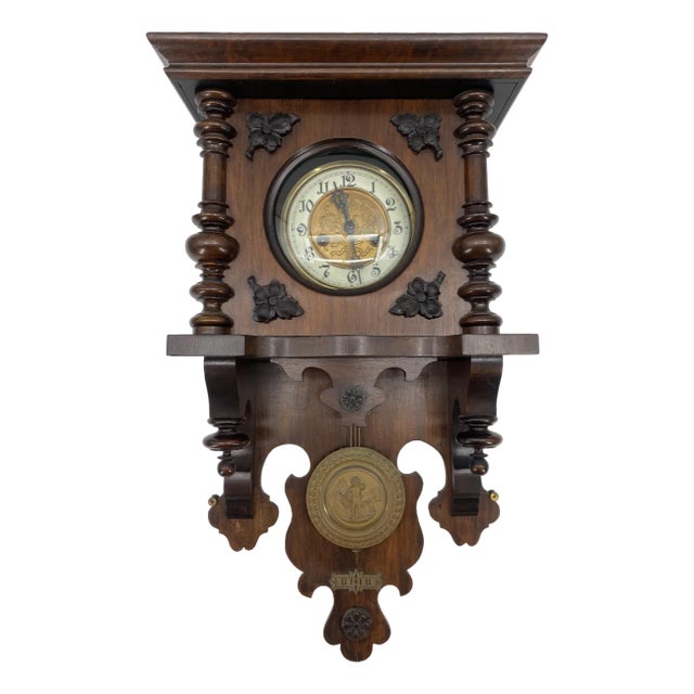 Antique German Wall Clock, 1890 | Chairish