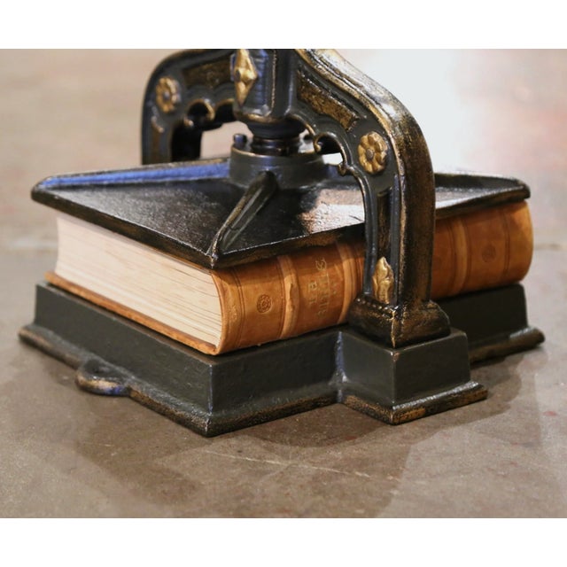 19th Century French Wrought Iron and Gilt Painted Book Binding Press ...