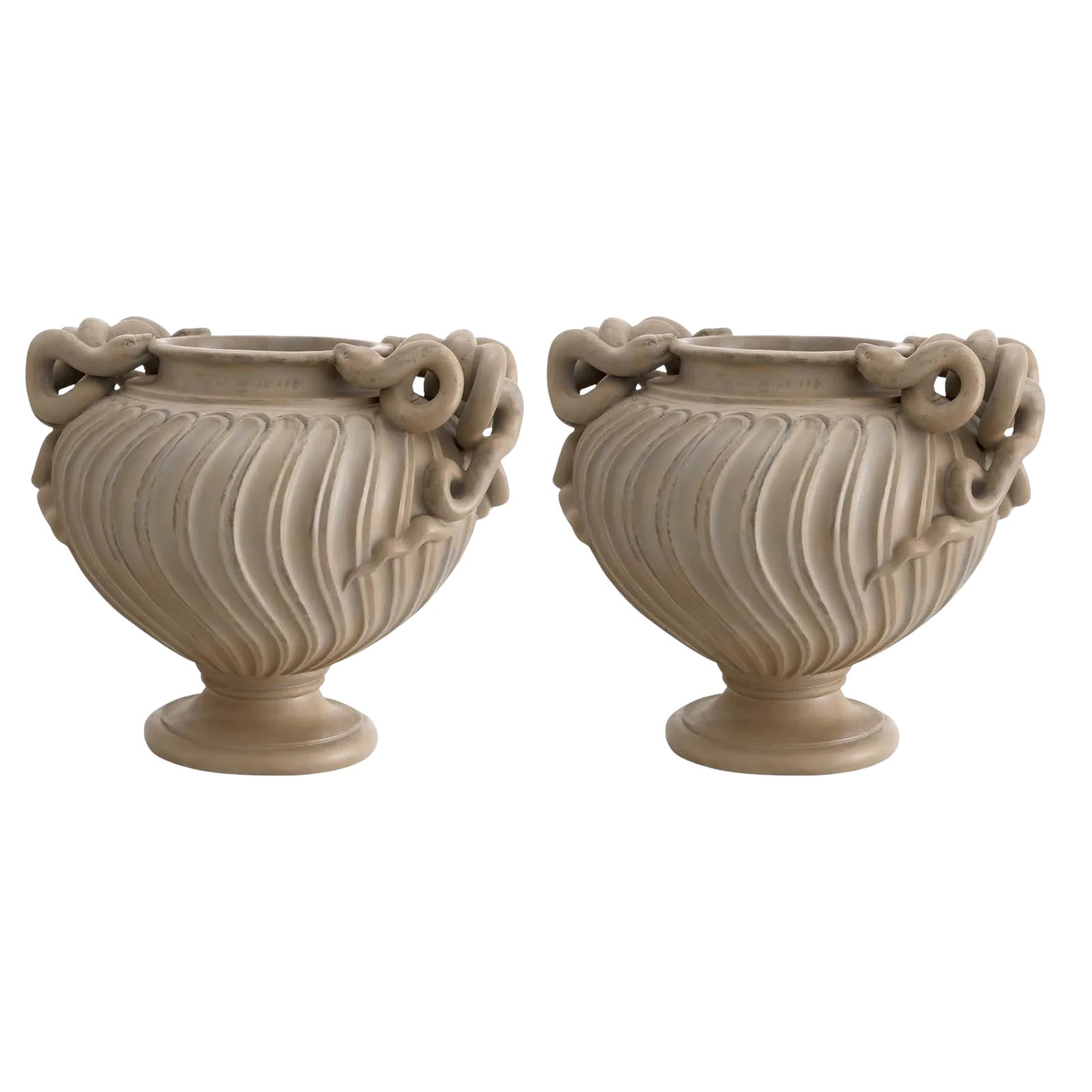 Large Terracotta Pots in the Taste of Ancient Rome, Set of 2 | Chairish