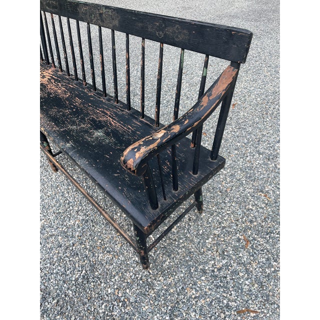 19thC Early American Spindle Back Deacons Bench or Windsor Settee 9ft ...