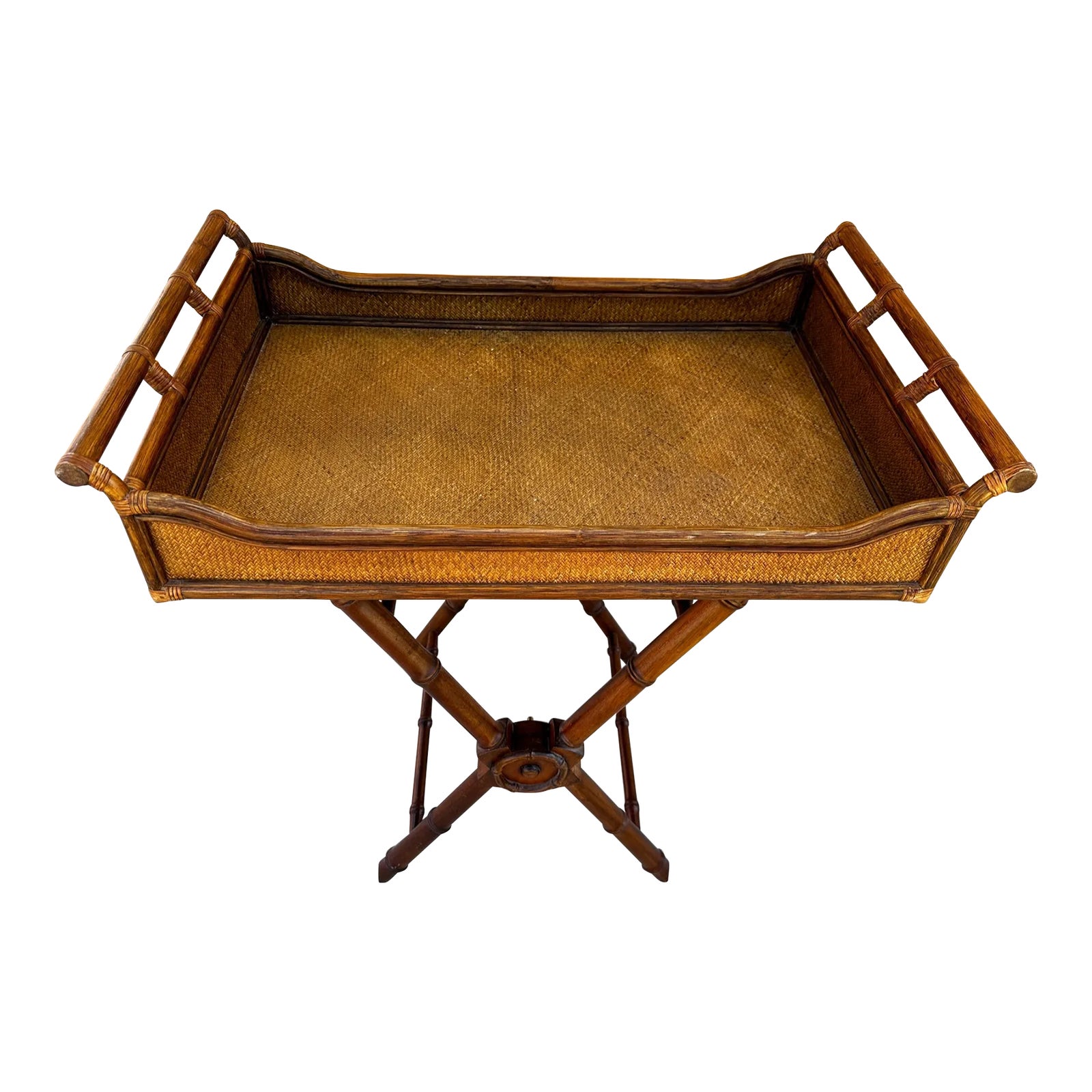 Selamat Designs Rattan/Bamboo Butler's Tray Table | Chairish