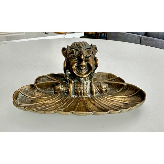 English Late 19th Century Bronze Gargoyle Shell Inkwell | Chairish