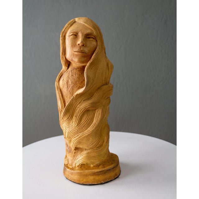Clay Sculpture of a Female Bust in Natural Terra Cotta Color | Chairish