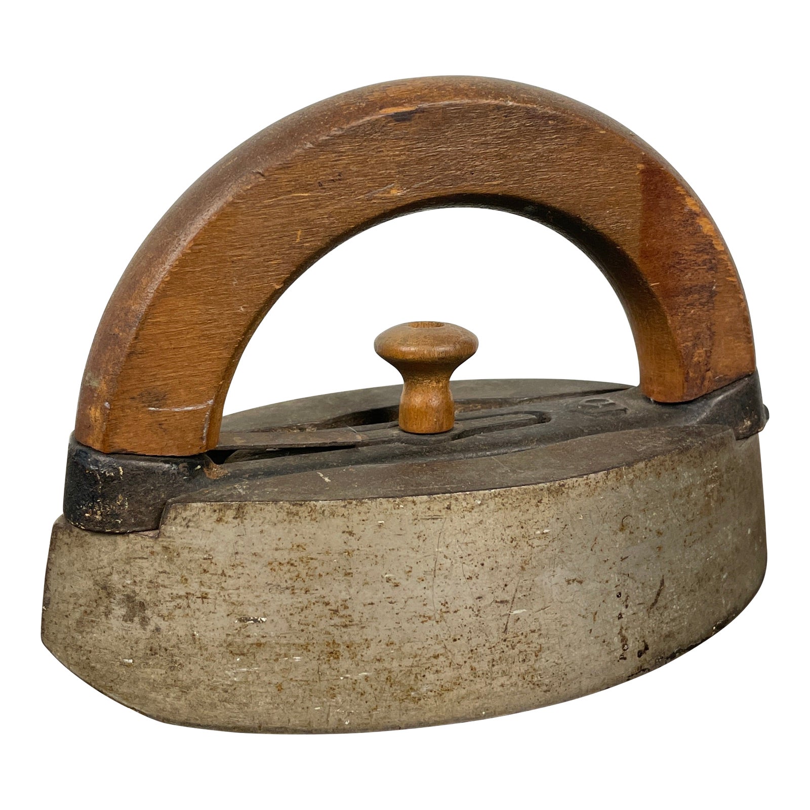 Antique Sad Iron With Removable Wooden Handle | Chairish