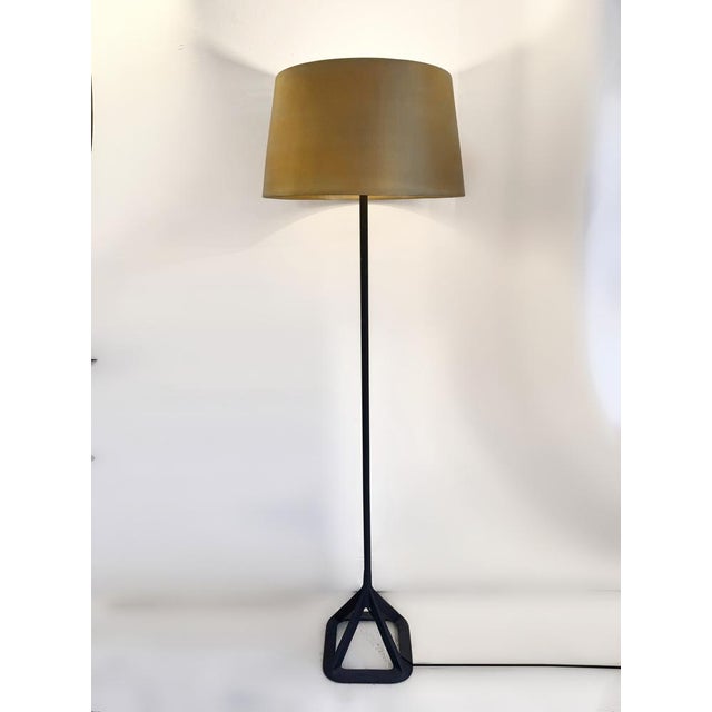 Vintage Base Floor Lamp with Pyramid Stem and Brass Shade by Tom Dixon ...