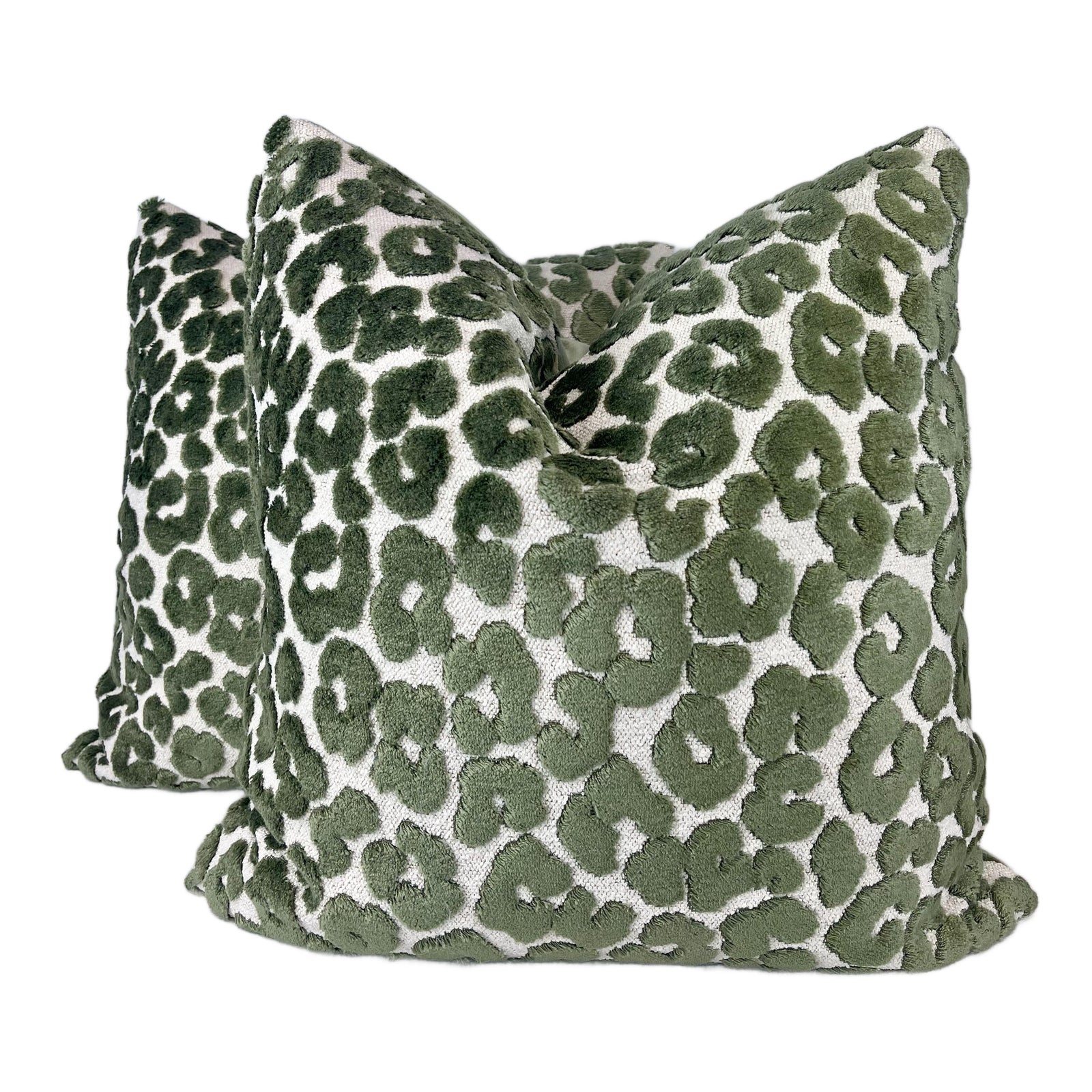Hamilton Fabrics "Bella" Velvet in Moss 22" Pillows-A Pair | Chairish