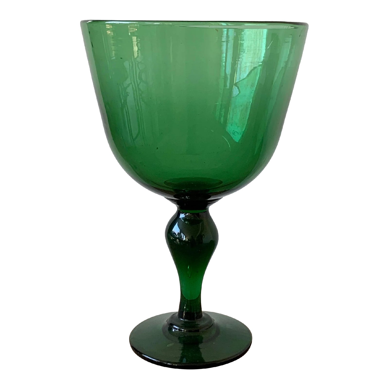 Antique French Green Glass Vase Goblet | Chairish