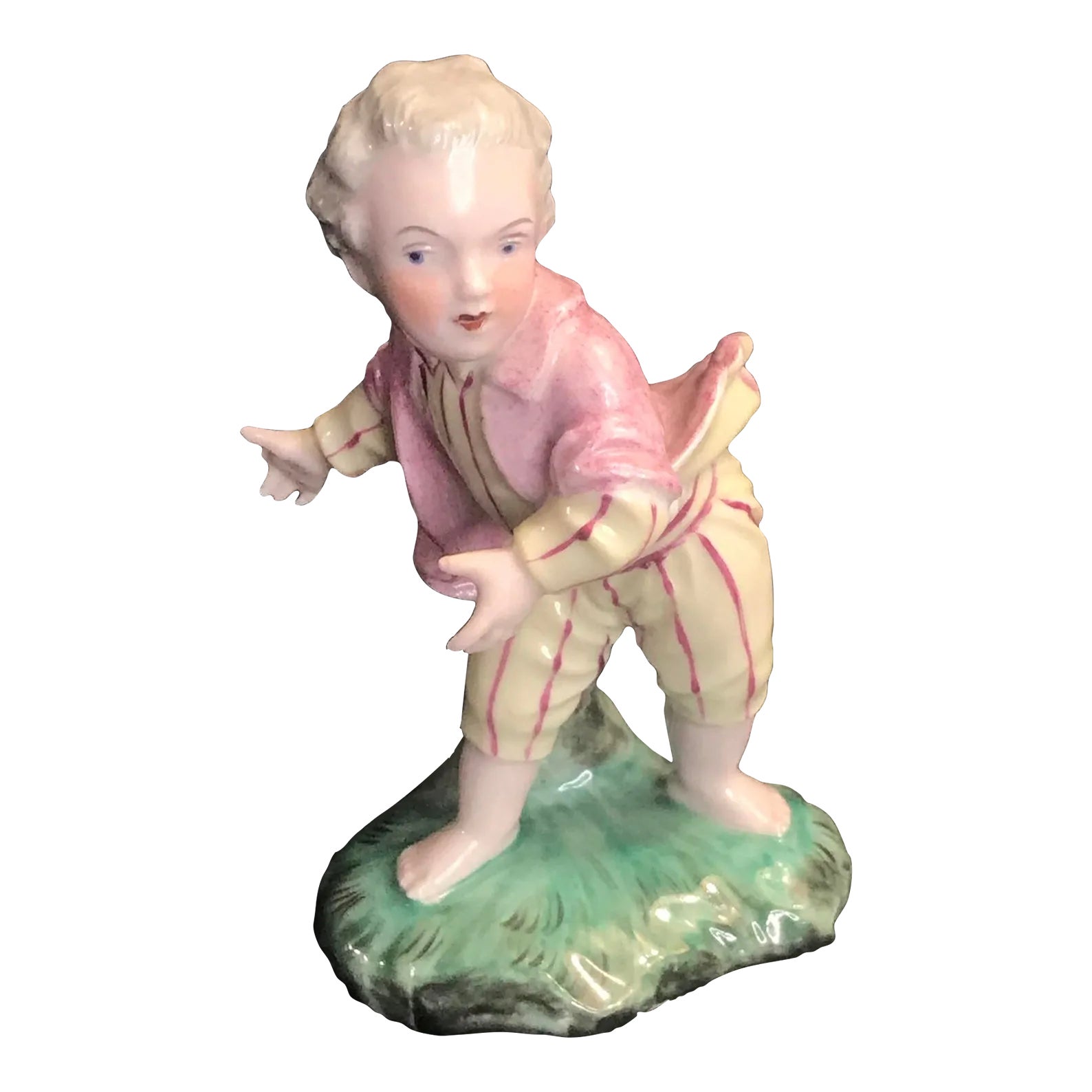 Antique Porcelain Statue, Child at Play, Germany, Circa 1910 | Chairish