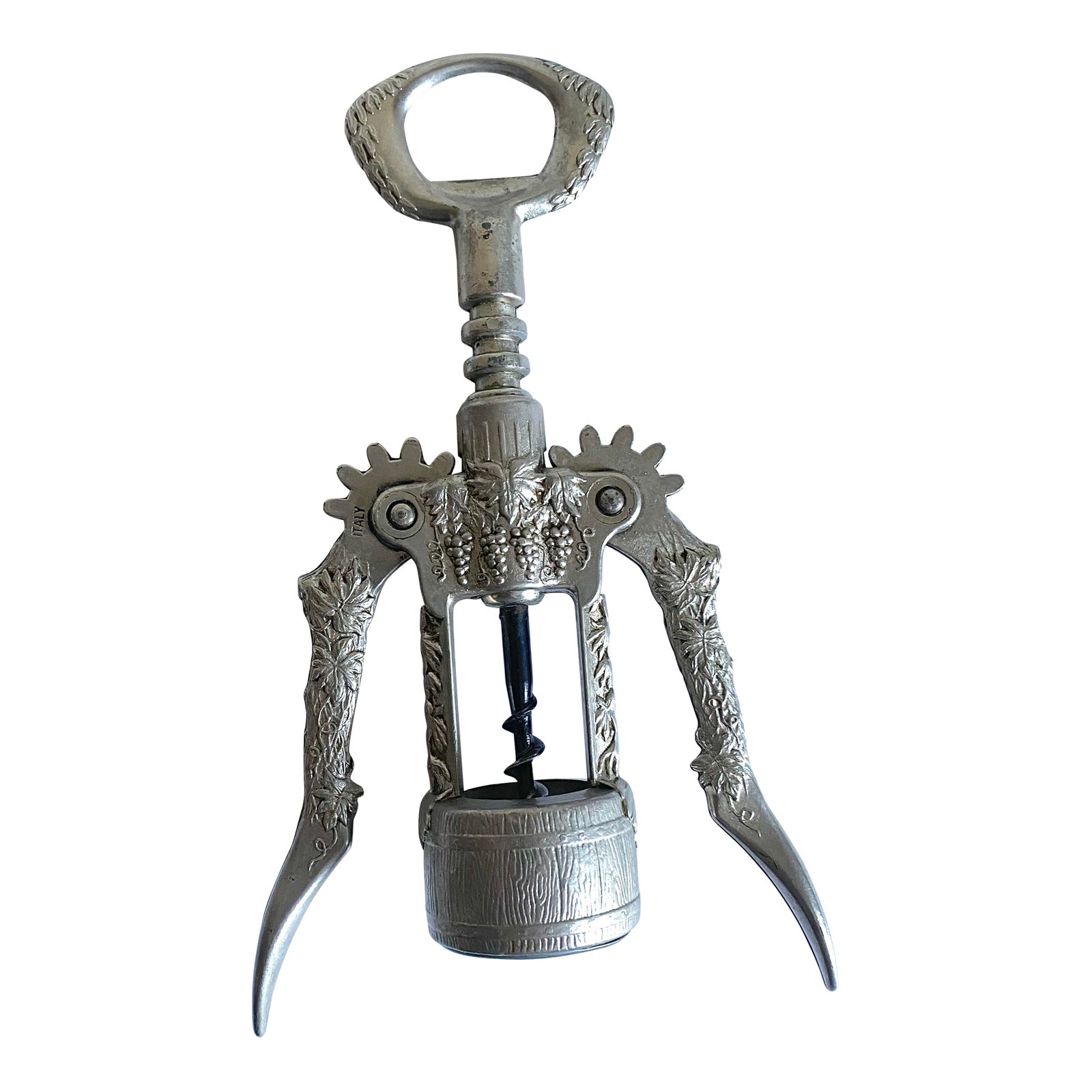 Vintage Italian Corkscrew Silver Wine Opener With Grapes Bar Tool ...