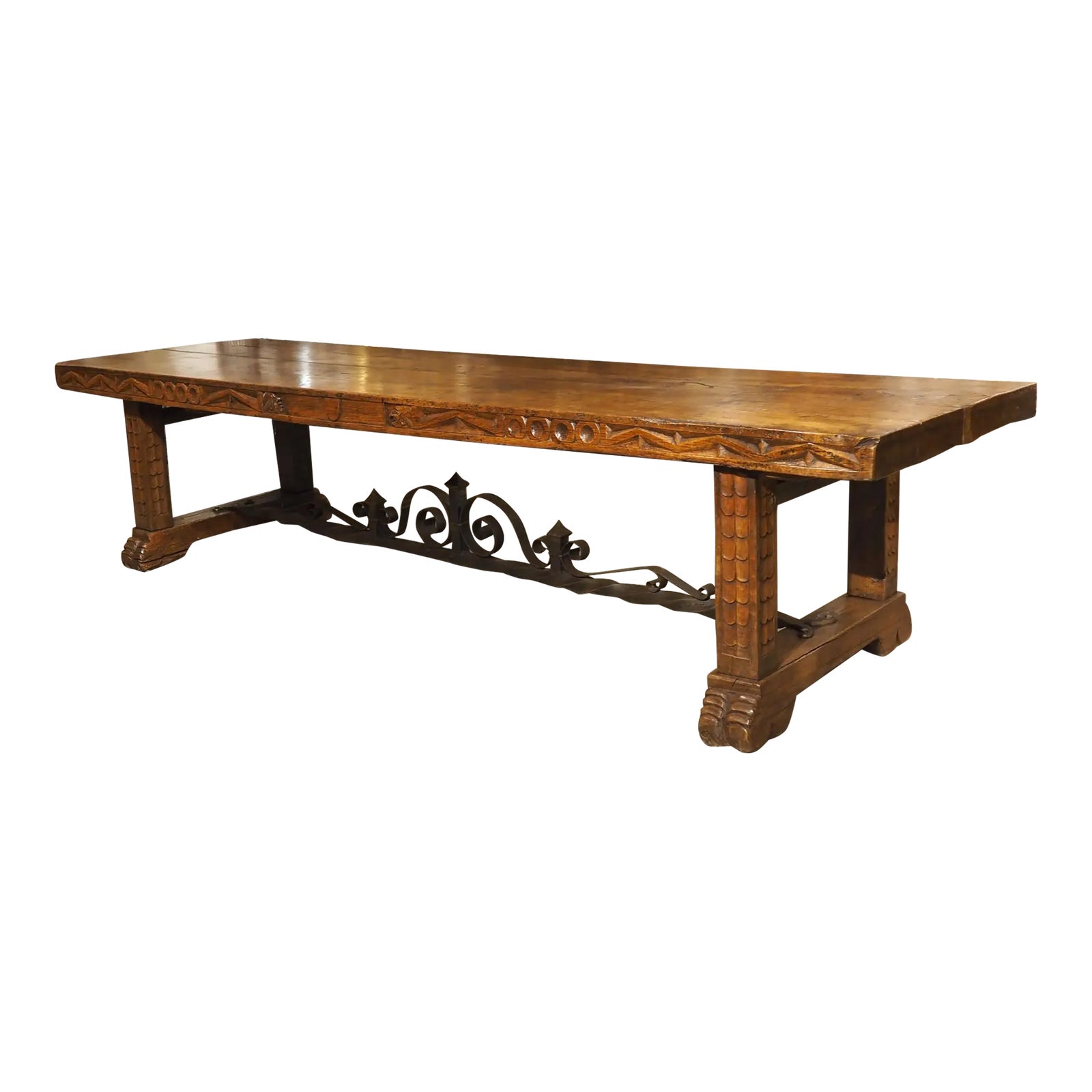 Unusual Antique French Oak and Iron Chateau Dining Table, “Priovq ...
