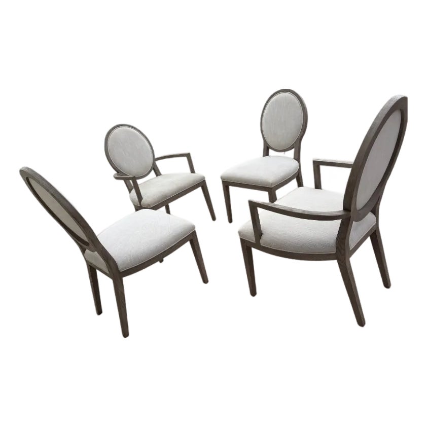 Rh French Contemporary Round Dining Chair Set – Dove Perennials Fabric ...