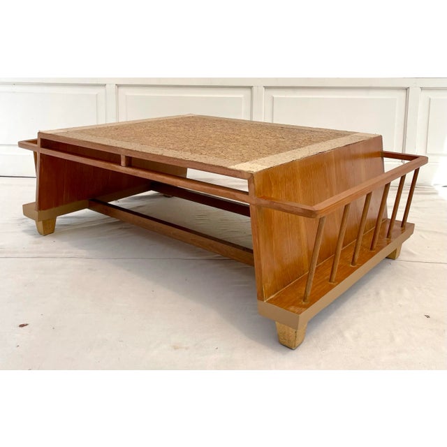 Mid-Century Modern Cork Top Magazine Side Coffee Table | Chairish